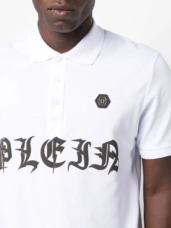 Philipp Plein Gothic Plein Logo-print Polo Shirt - White