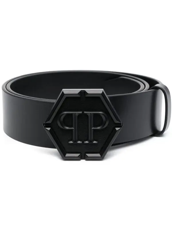Philipp Plein Hexagon Leather Belt - Black