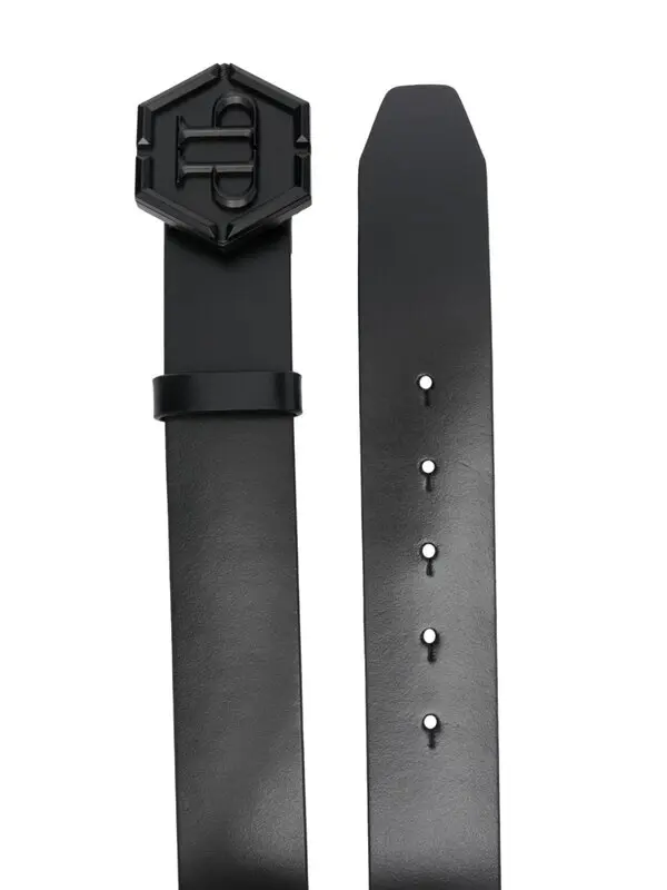 Philipp Plein Hexagon Leather Belt - Black