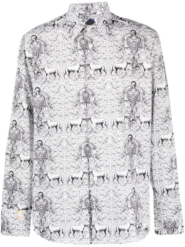 BILLIONAIRE Lion-print Long-sleeve Shirt - White