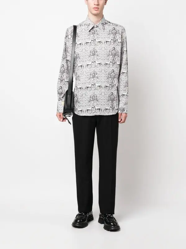 BILLIONAIRE Lion-print Long-sleeve Shirt - White