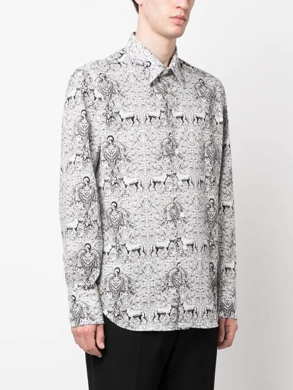 BILLIONAIRE Lion-print Long-sleeve Shirt - White