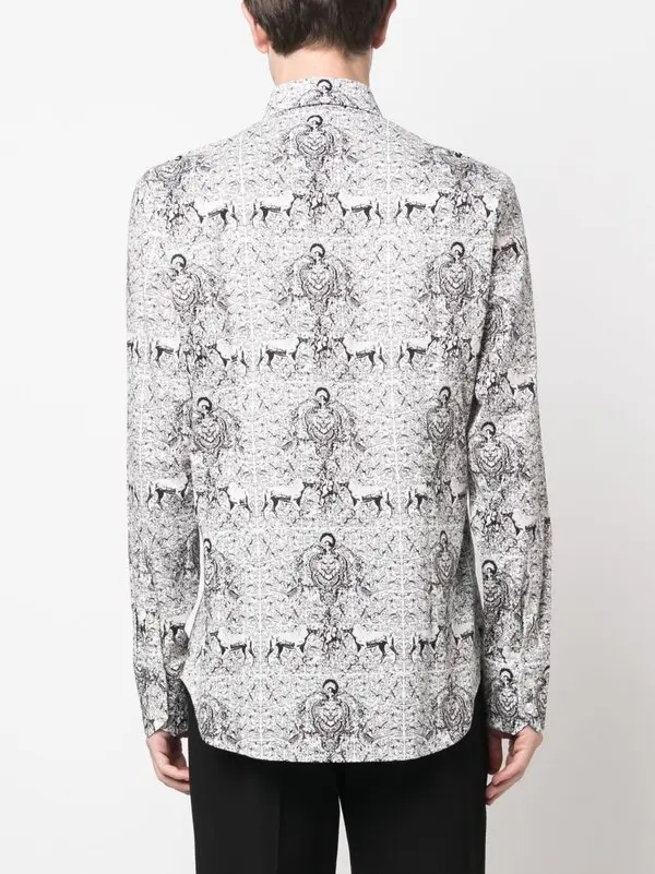 BILLIONAIRE Lion-print Long-sleeve Shirt - White