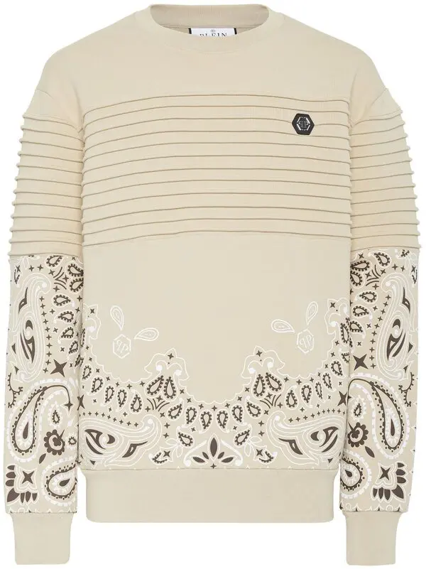 Philipp Plein Logo-embroidered Cotton Sweatshirt - Neutrals