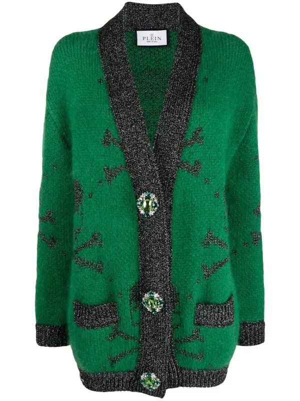 Philipp Plein Skull-print Mohair-blend Cardigan