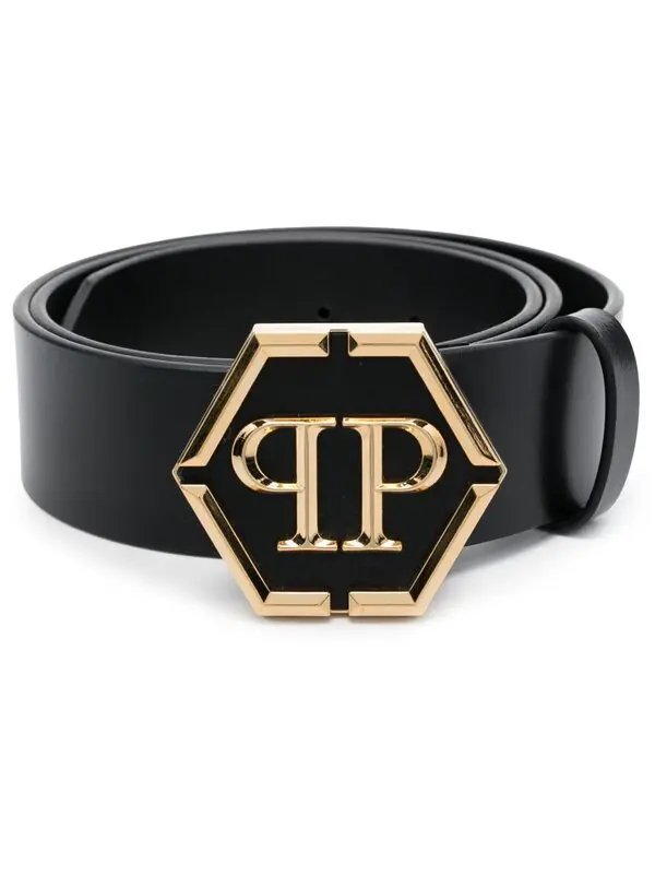 Philipp Plein Hexagon Leather Belt - Black