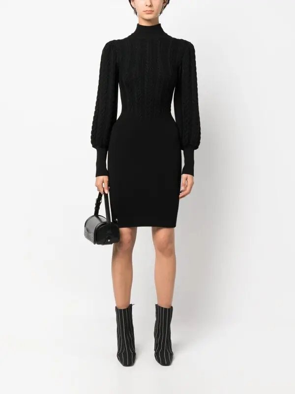 Philipp Plein Cable-knit High-neck Dress