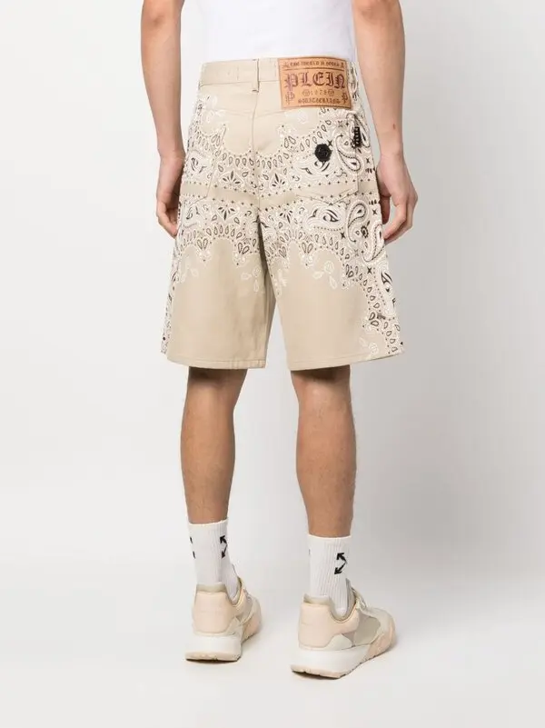 Philipp Plein Bandana-print Denim Shorts