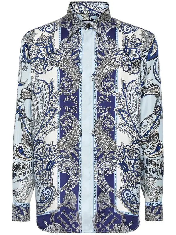 Philipp Plein Paisley-print Silk Shirt - Blue