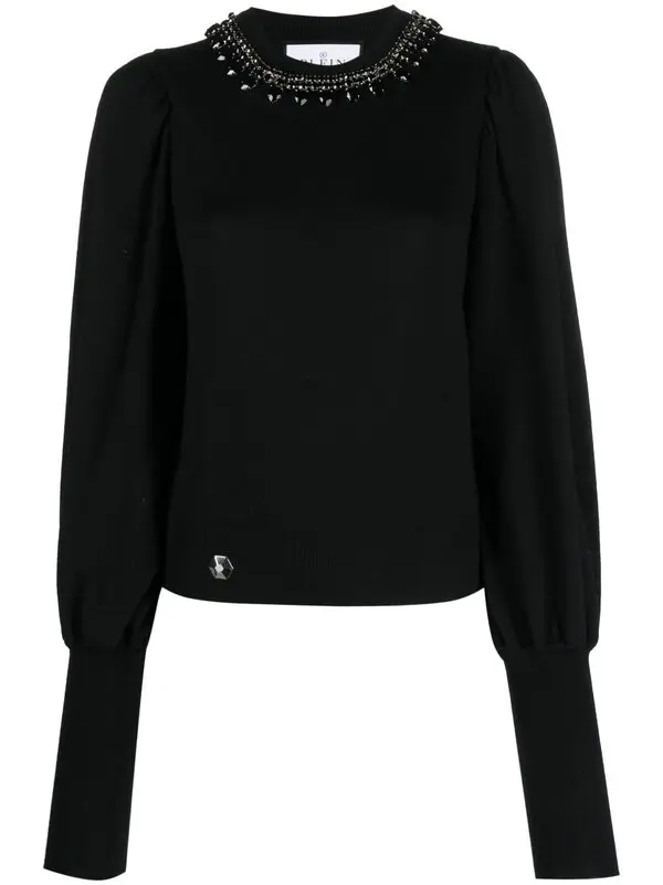 Philipp Plein Crystal-embellished Wool Jumper - Black