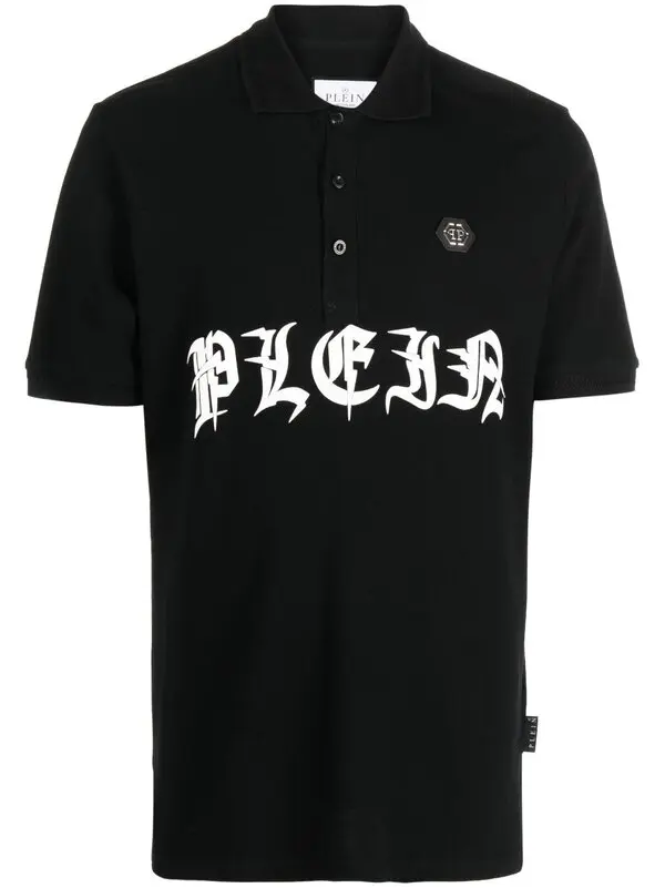 Philipp Plein Logo-print Short-sleeved Polo Shirt - Black