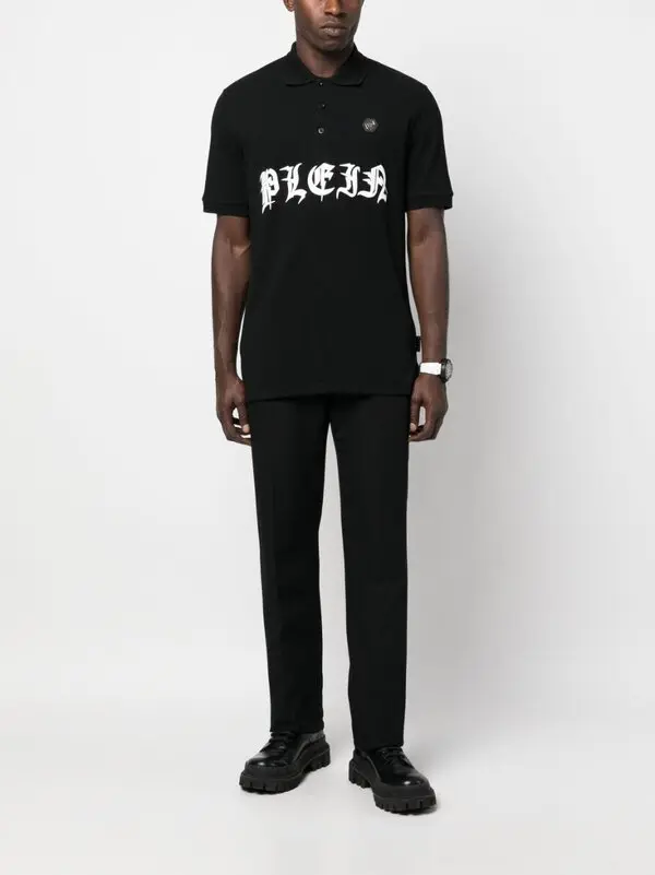 Philipp Plein Logo-print Short-sleeved Polo Shirt - Black