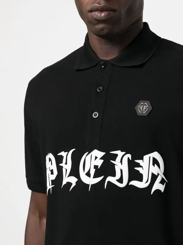 Philipp Plein Logo-print Short-sleeved Polo Shirt - Black