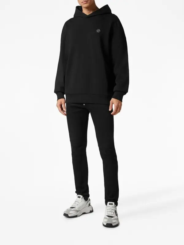 Philipp Plein Cotton Logo Hoodie - Black