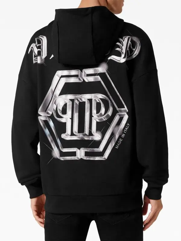 Philipp Plein Cotton Logo Hoodie - Black