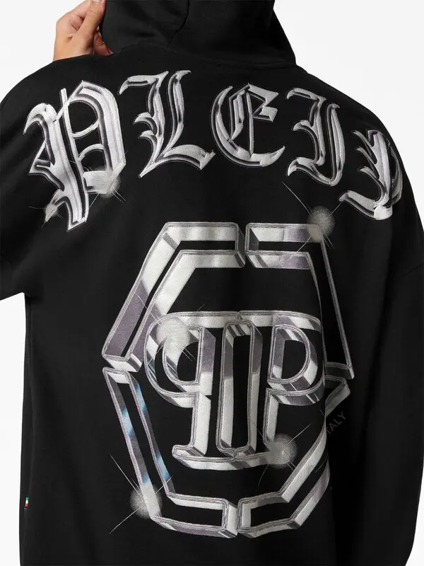 Philipp Plein Cotton Logo Hoodie - Black
