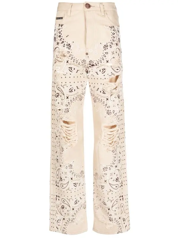 Philipp Plein Paisley-print Jeans - Neutrals