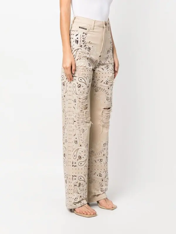 Philipp Plein Paisley-print Jeans - Neutrals