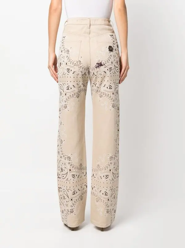 Philipp Plein Paisley-print Jeans - Neutrals