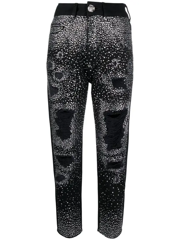 Philipp Plein Crystal-embellished Boyfriend Jeans