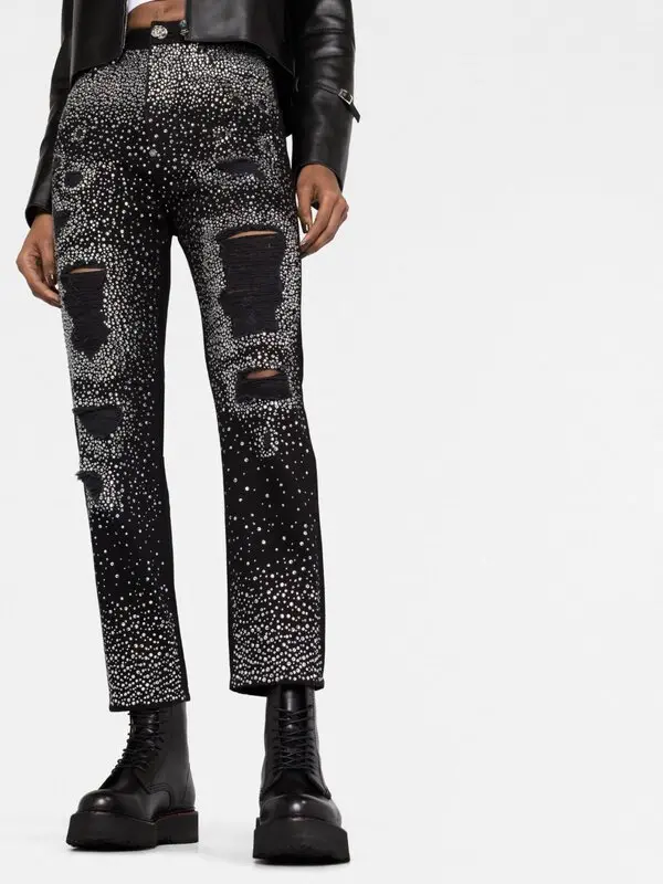 Philipp Plein Crystal-embellished Boyfriend Jeans