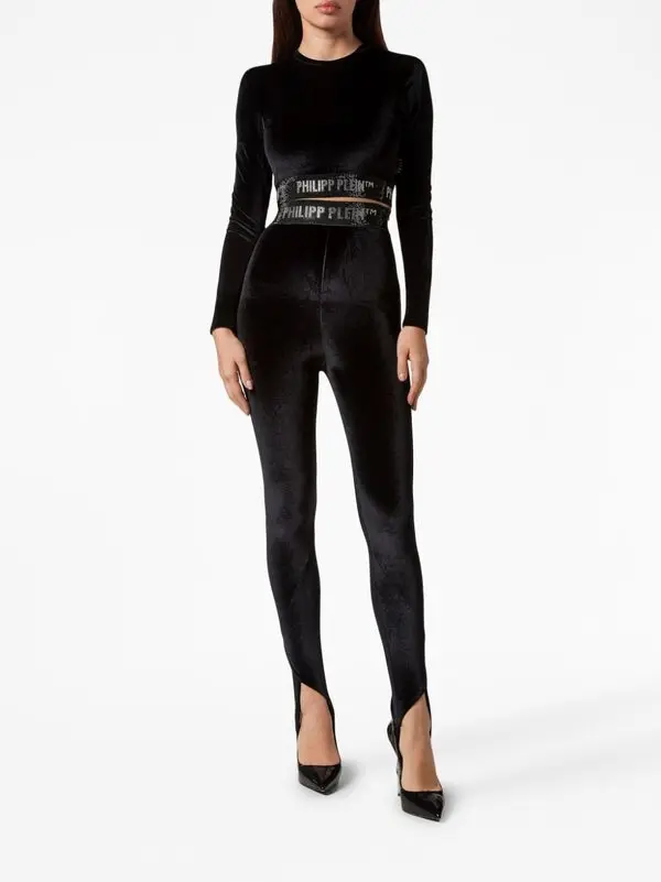 Philipp Plein Velvet Crop Top - Black