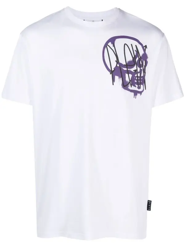 Philipp Plein Metallic-finish Skull Print T-shirt - White