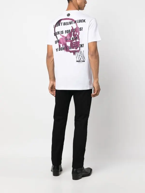 Philipp Plein Metallic-finish Skull Print T-shirt