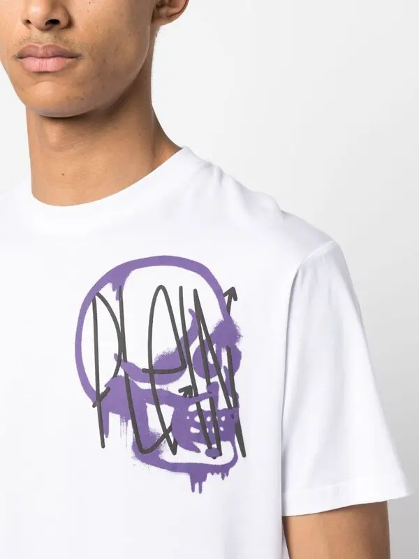 Philipp Plein Metallic-finish Skull Print T-shirt