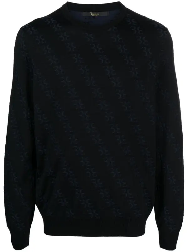 BILLIONAIRE Monogram-jacquard Knitted Jumper - Black