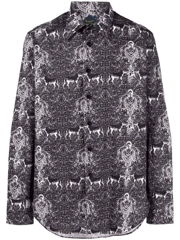 BILLIONAIRE Lion-print Cotton Shirt