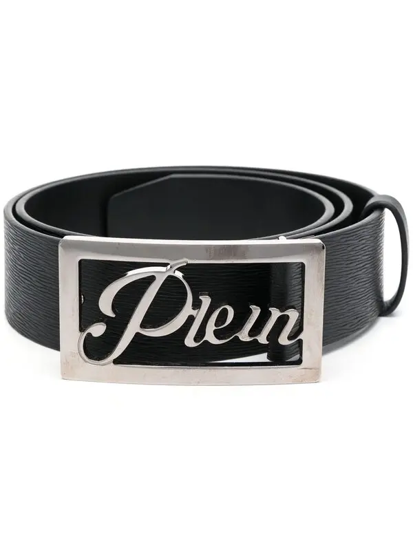 Philipp Plein Saffiano Leather Belt - Black
