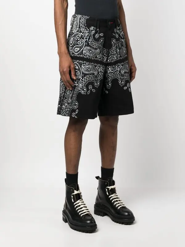 Philipp Plein Bandana Print Denim Shorts - Black