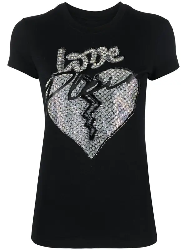 Philipp Plein Heart-motif Rhinestone T-shirt