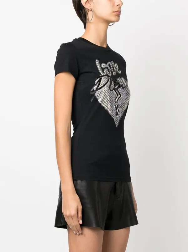 Philipp Plein Heart-motif Rhinestone T-shirt