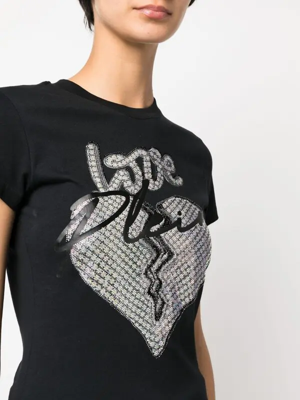 Philipp Plein Heart-motif Rhinestone T-shirt