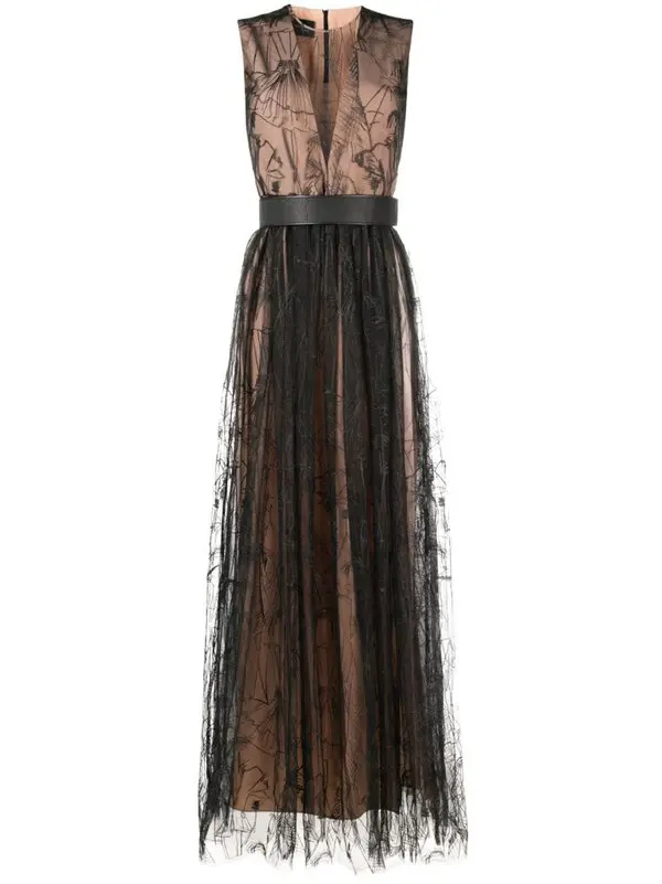 Akris Techno Tulle Croqui-print Silk Gown