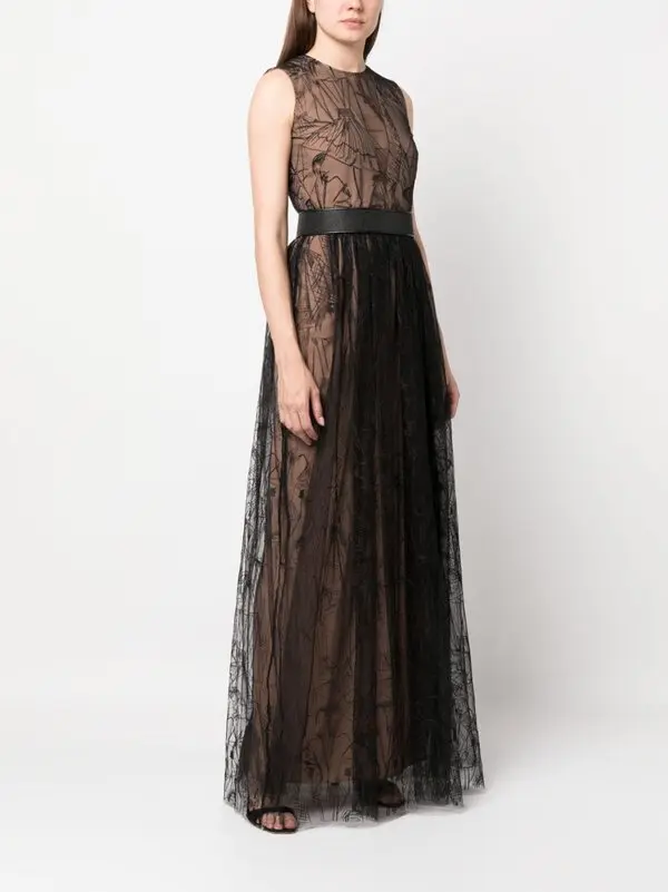 Akris Techno Tulle Croqui-print Silk Gown