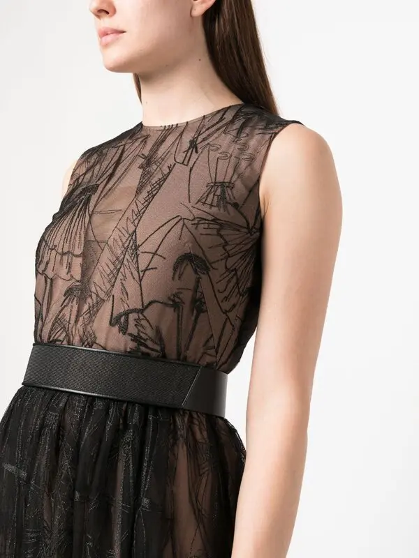 Akris Techno Tulle Croqui-print Silk Gown