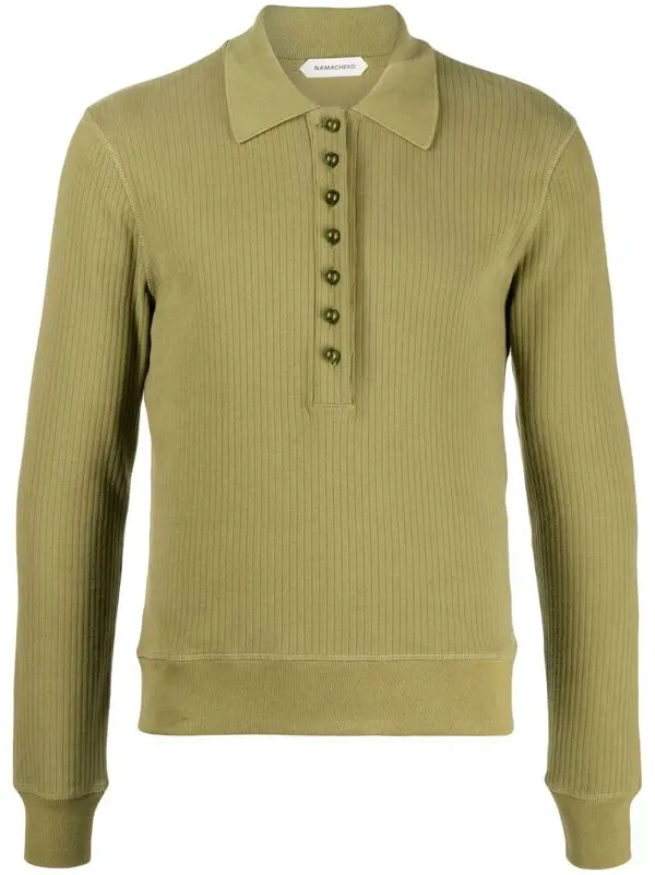 Namacheko Samira Ribbed-Knit Polo Shirt In Green - 39% Off