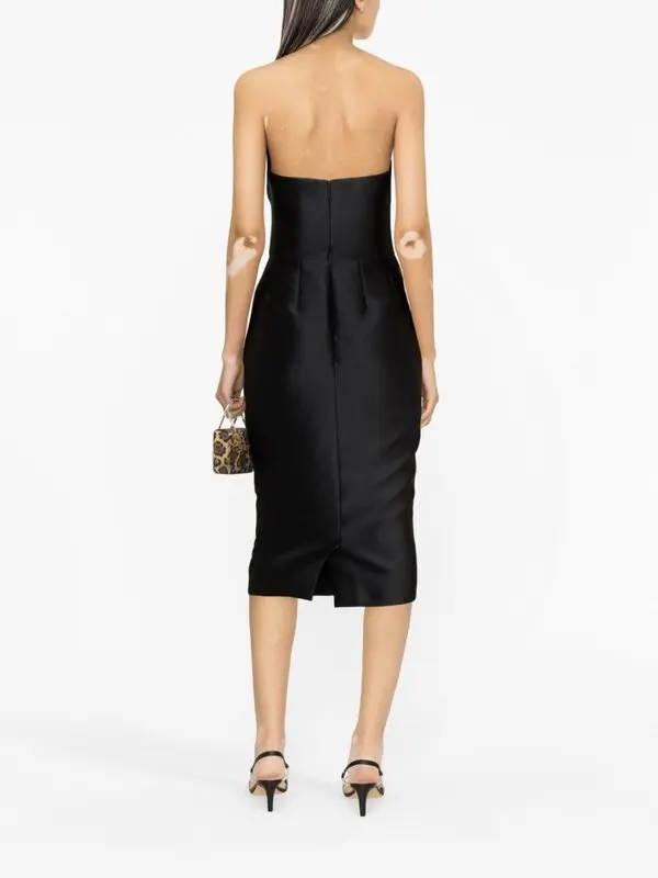 Marchesa Strapless Satin Midi Dress
