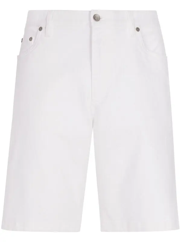 Dolce & Gabbana Logo-plaque Denim Shorts - White