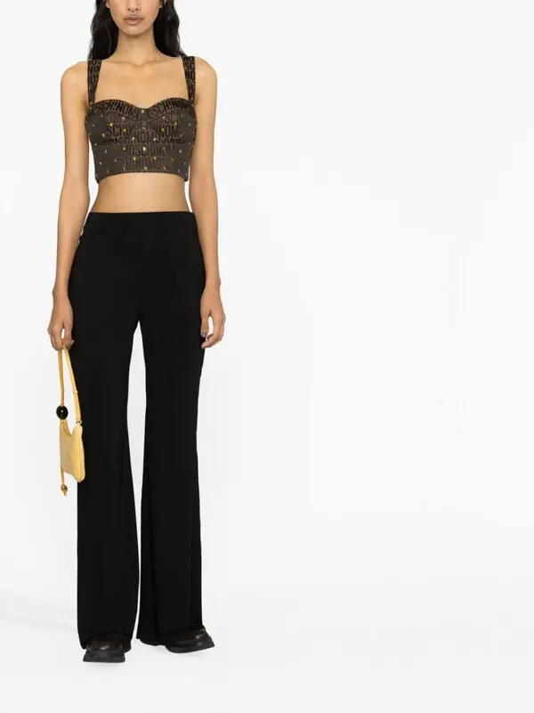 Moschino Logo-print Crystal-embellished Top