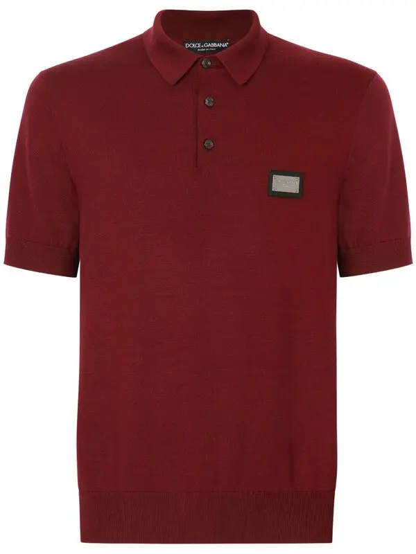 Dolce & Gabbana Logo-tag Wool Polo Shirt - Red