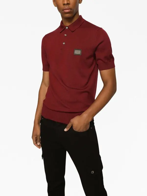 Dolce & Gabbana Logo-tag Wool Polo Shirt - Red