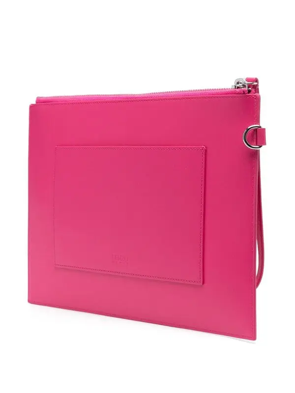 Kenzo Logo-Print Leather Clutch Bag - Pink | Editorialist