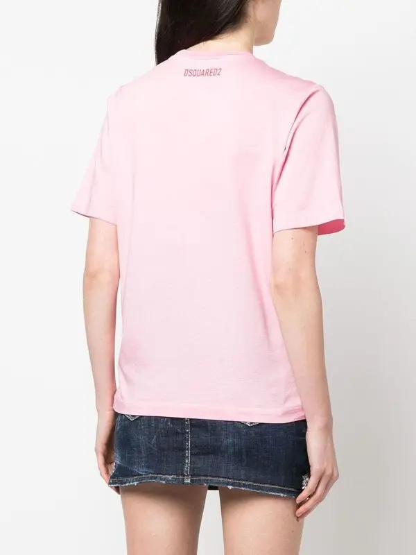 Dsquared2 Slogan-print Cotton T-shirt - Pink