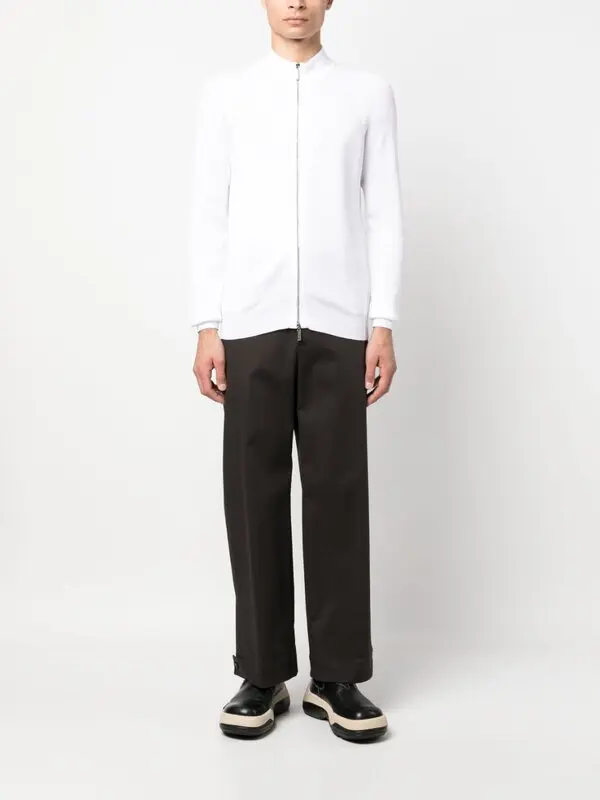 MOORER Zip-up Ribbed Sweatshirt