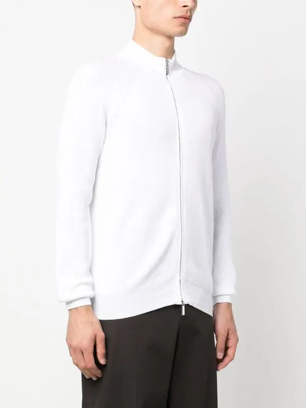 MOORER Zip-up Ribbed Sweatshirt