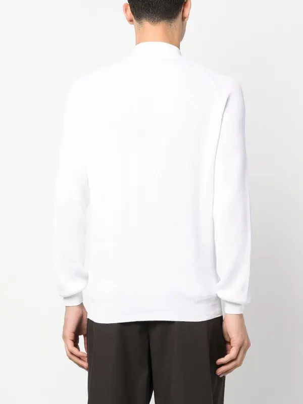 MOORER Zip-up Ribbed Sweatshirt